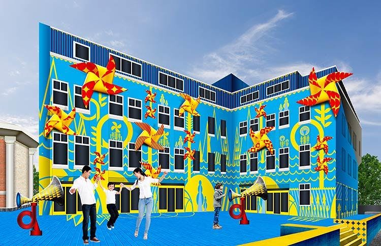 Giant interactive pinwheel adds fun to museum exterior | Building ...