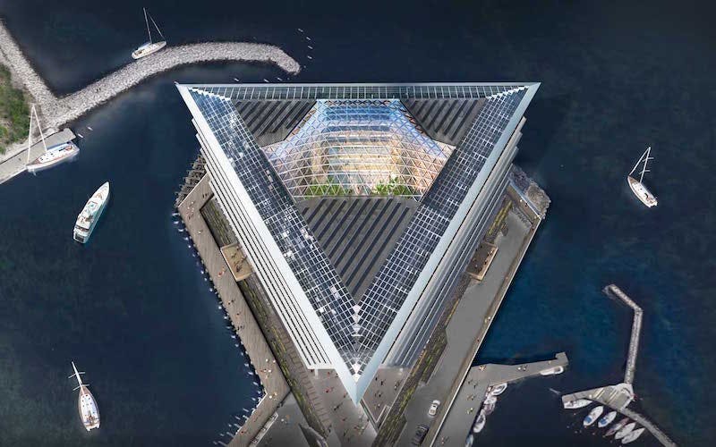 ‘Floating’ triangular glass building from Foster + Partners breaks ...